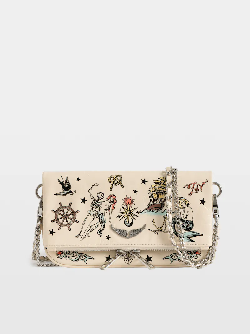 Rock Nano Tattoo Patent Leather White Pouch For Women Zadig Voltaire Rock Nano Tattoo Patent Leather White Pouch For Women Zadig Voltaire