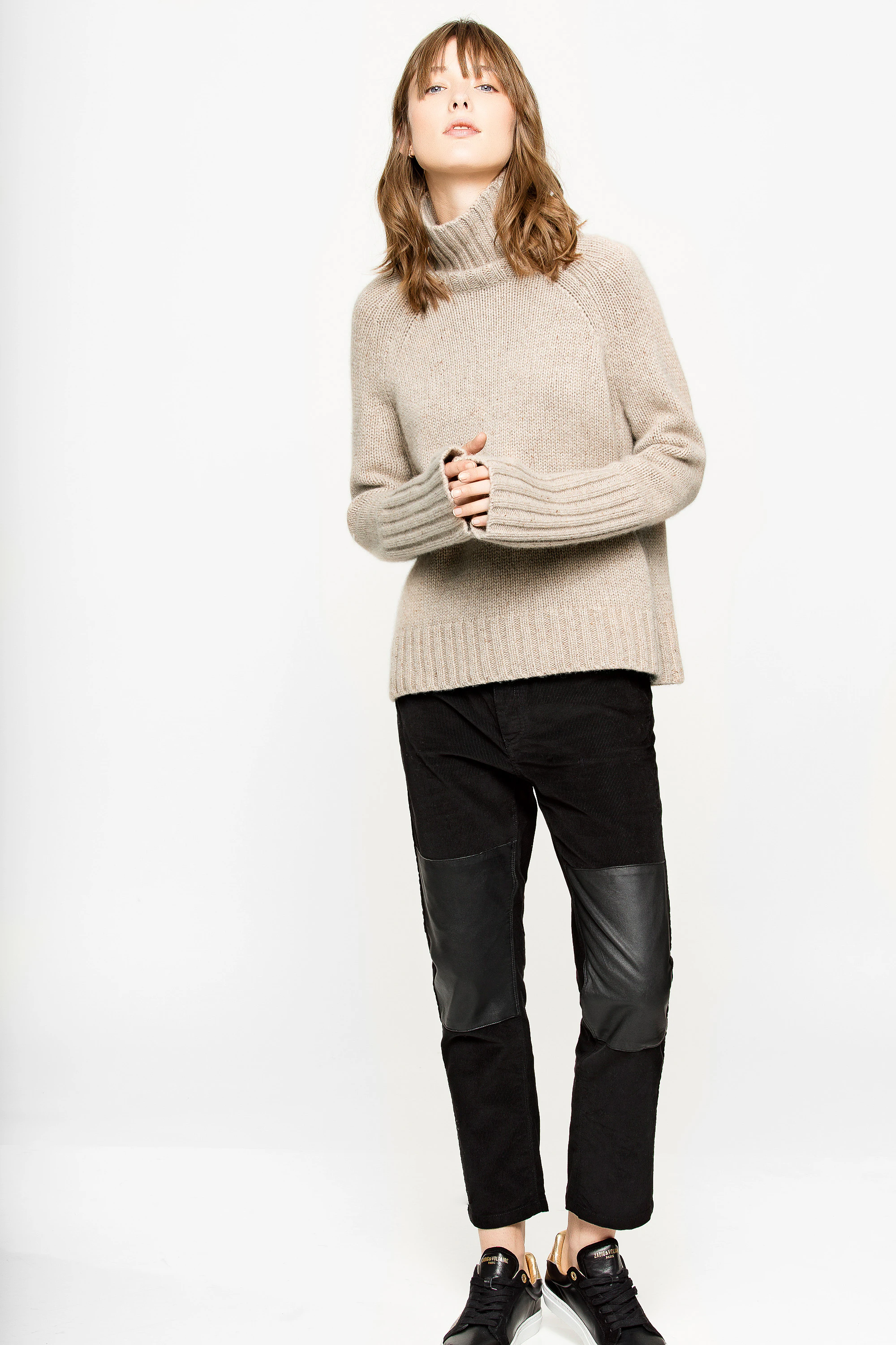 Zoe Tweed Deluxe Cashmere sweater sweater beige women | Zadig&Voltaire