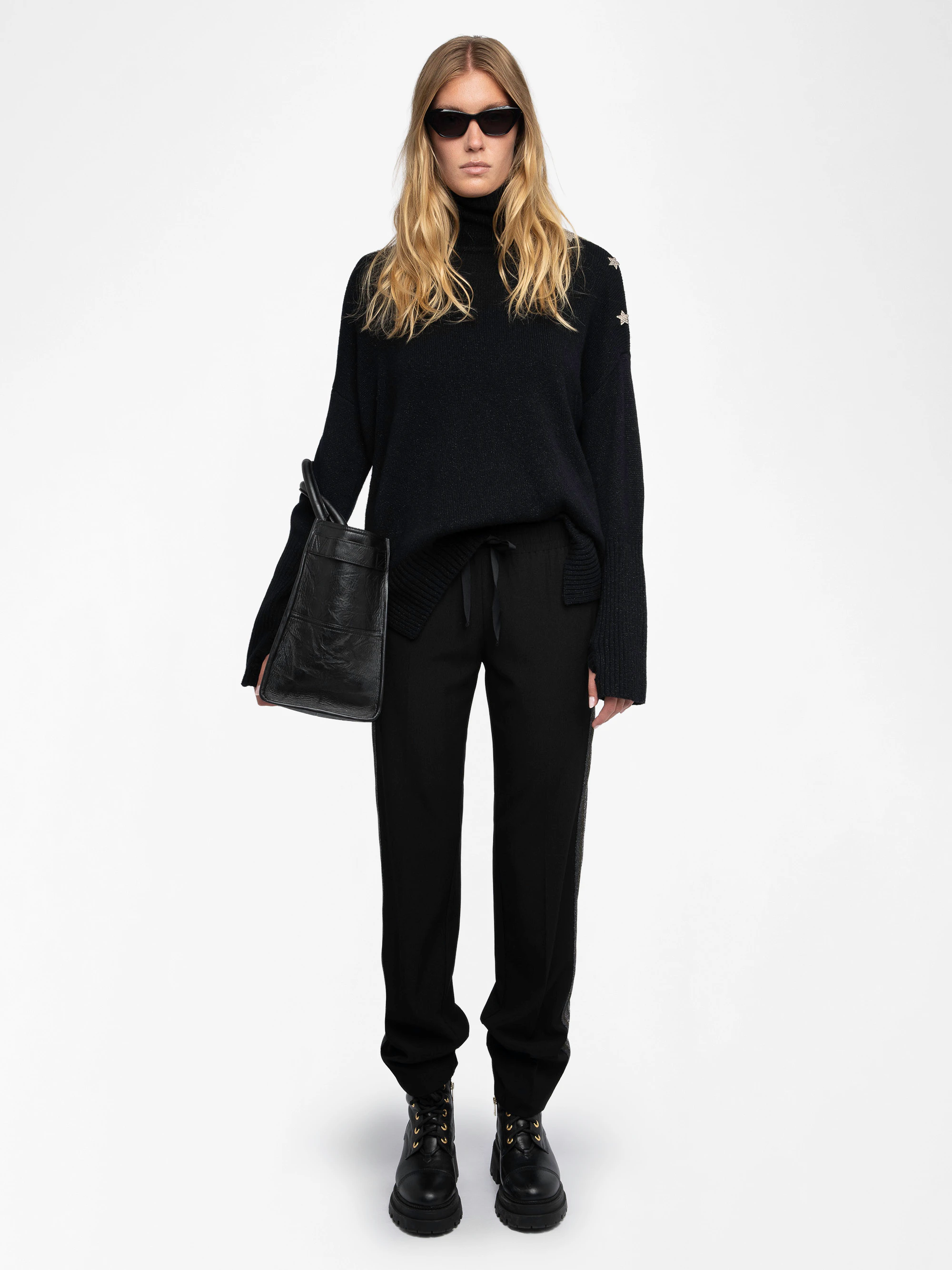 Pomy Black Pants with Glitter Stripes | Zadig&Voltaire